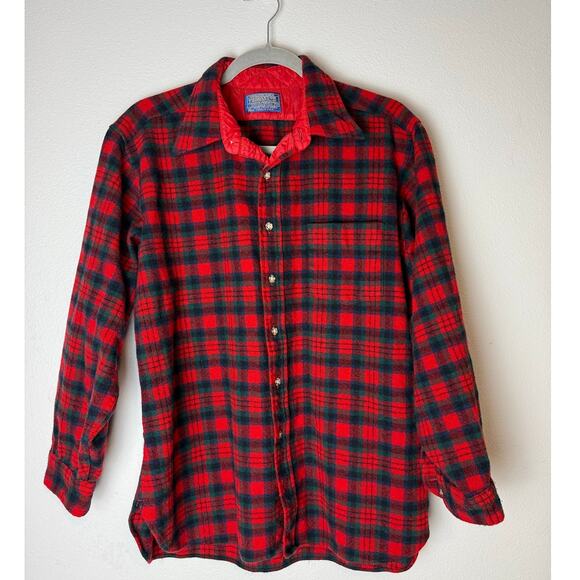 Pendleton | Shirts | Vintage Pendleton Xl Flannel Shirt Red Tartan Plaid 0 Virgin Wool Usa ...
